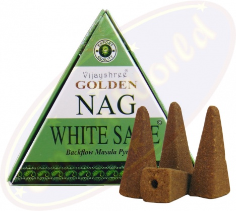 Vijayshree Golden Nag White Sage Rückflussräucherkegel